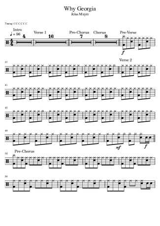 Why Georgia - John Mayer - Drum Sheet Music - AriaMus.com ...