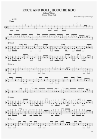 Rock and Roll, Hoochie Koo - Johnny Winter And - Drum Sheet Music ...