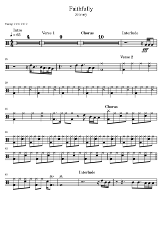 Faithfully - Journey - Drum Sheet Music - AriaMus.com – DrumSetSheetMusic
