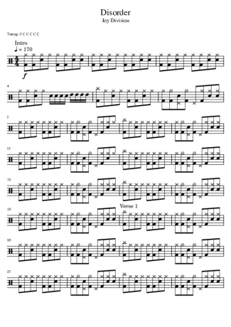 Disorder - Joy Division - Drum Sheet Music - AriaMus.com ...