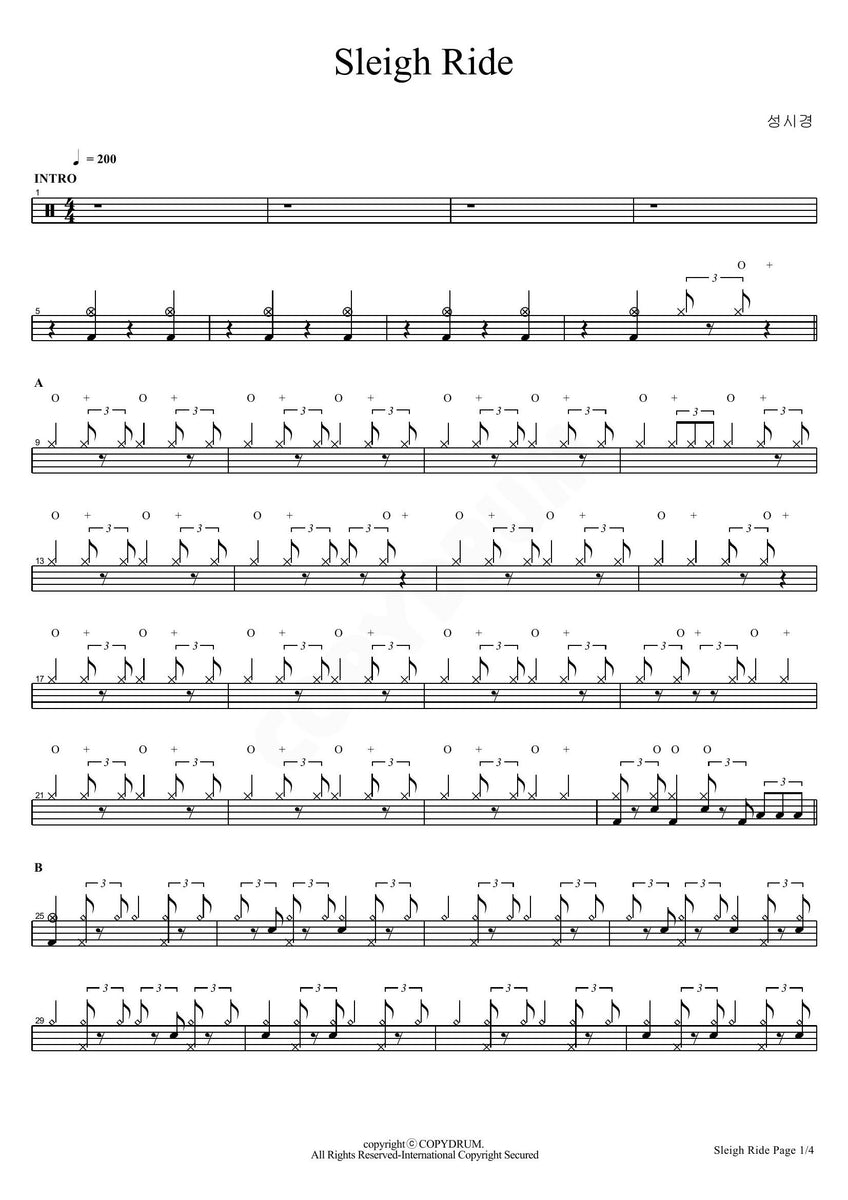 Sleigh Ride (Sleigh Ride) - Sung Si Kyung (성시경) - Full Drum Transcript ...