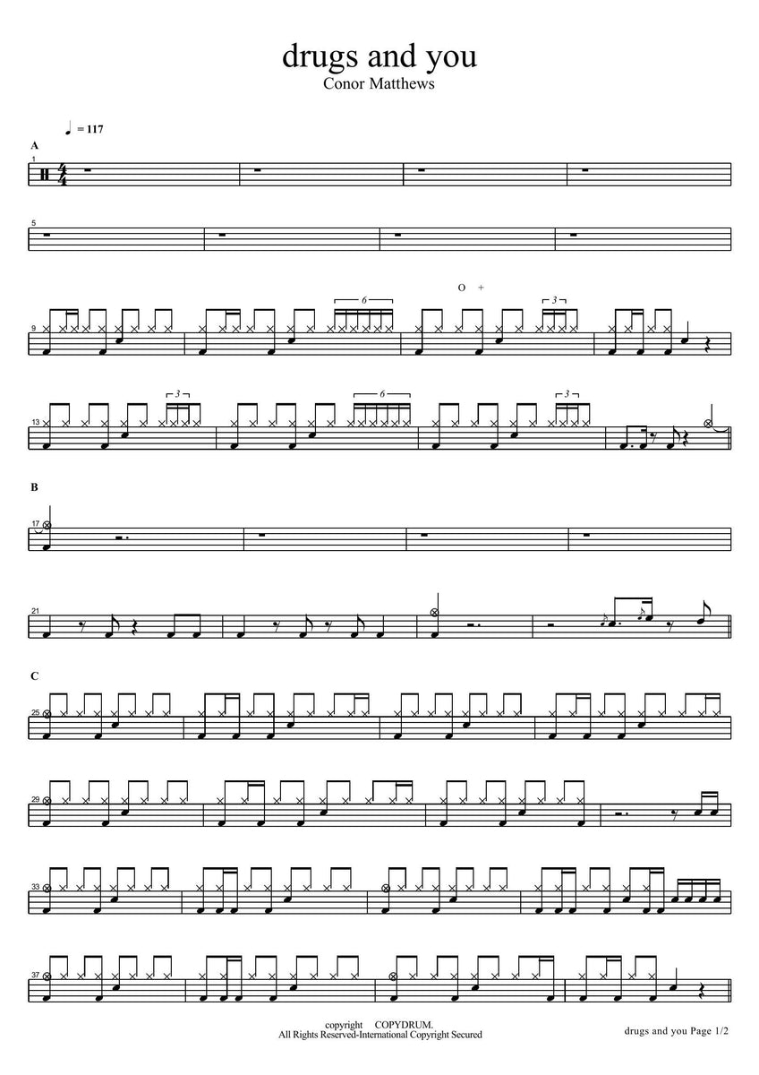 Drugs and You - Conor Matthews - Drum Sheet Music - COPYDRUM ...