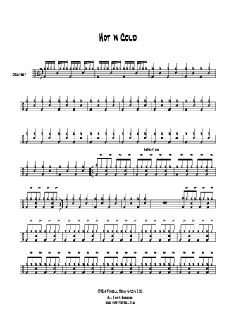 Hot N Cold - Katy Perry - Drum Sheet Music - AriaMus.com ...