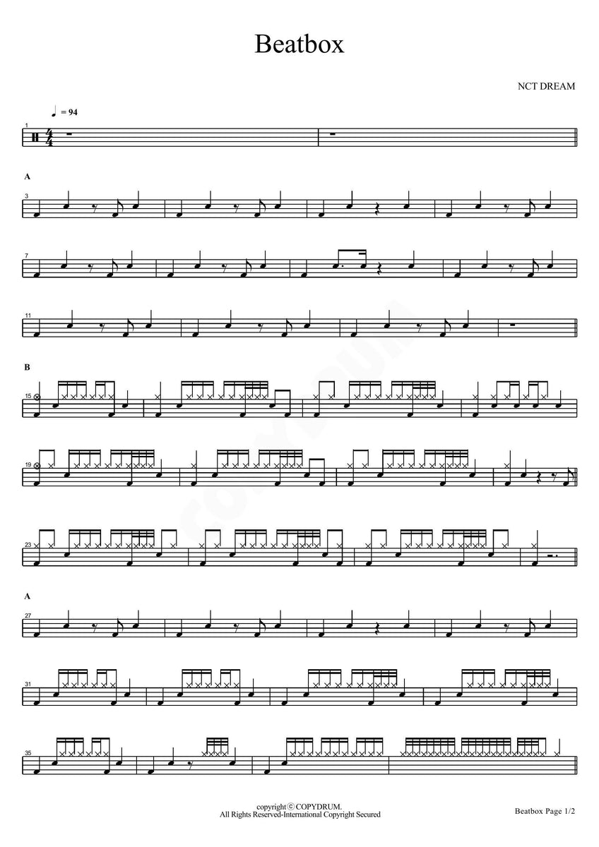 Beatbox - NCT DREAM - Full Drum Transcription / Drum Sheet Music - COP ...