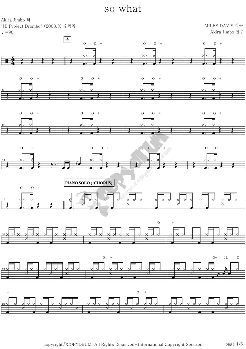So What (feat. Otmaro Ruiz) - Brian Bromberg & Akira Jimbo - Drum Sheet ...