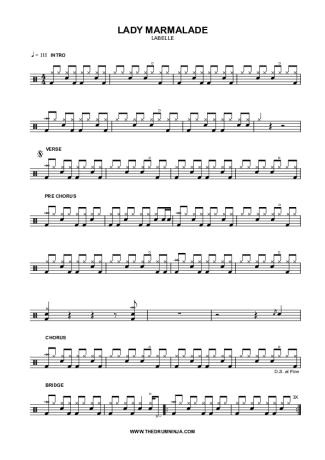 Lady Marmalade - Labelle - Drum Sheet Music - AriaMus.com ...