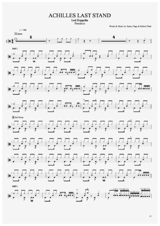 Achilles Last Stand - Led Zeppelin - Drum Sheet Music - AriaMus.com ...