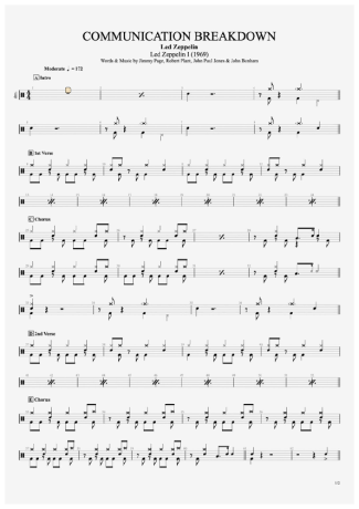 Communication Breakdown - Led Zeppelin - Drum Sheet Music - AriaMus.com ...