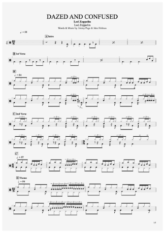 Dazed and Confused - Led Zeppelin - Drum Sheet Music - AriaMus.com ...