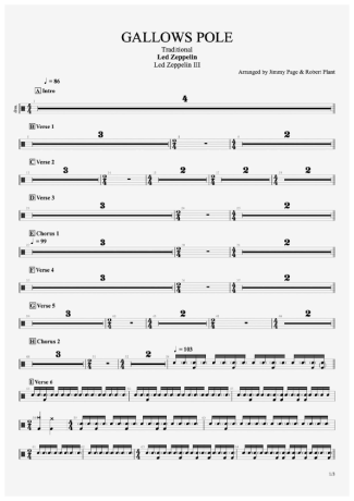 Gallows Pole - Led Zeppelin - Drum Sheet Music - AriaMus.com ...