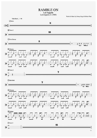 Ramble On - Led Zeppelin - Drum Sheet Music - AriaMus.com ...