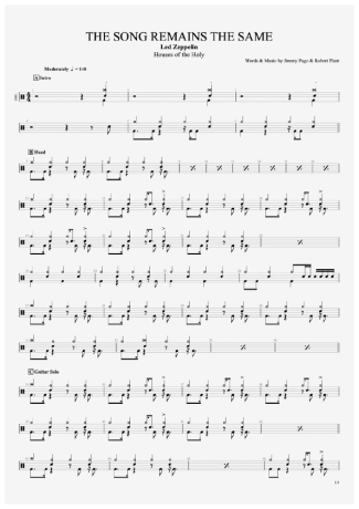 The Song Remains the Same - Led Zeppelin - Drum Sheet Music - AriaMus ...