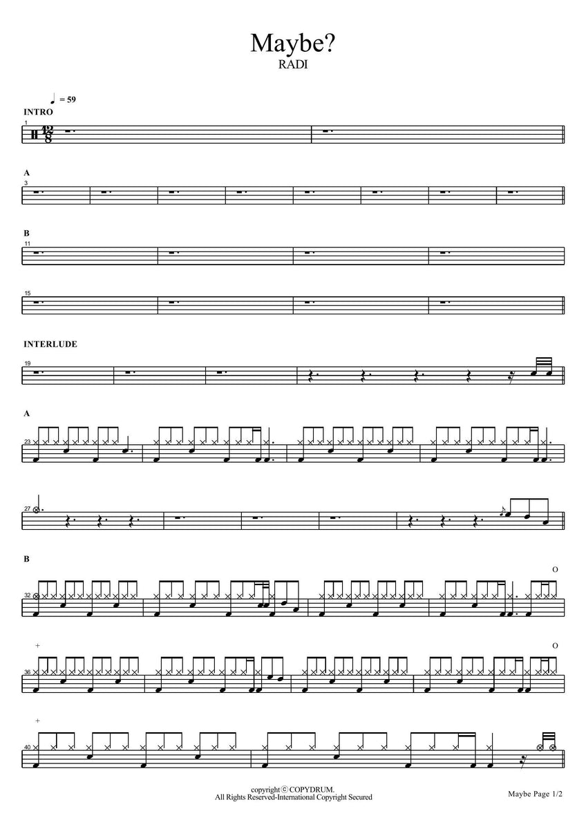 Maybe - RADI - Full Drum Transcription / Drum Sheet Music - COPYDRUM ...