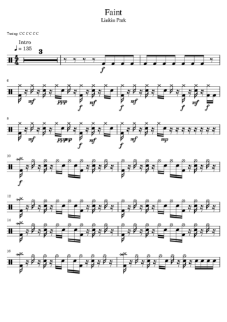 Faint - Linkin Park - Drum Sheet Music - AriaMus.com – DrumSetSheetMusic