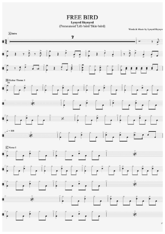 Free Bird - Lynyrd Skynyrd - Drum Sheet Music - AriaMus.com ...