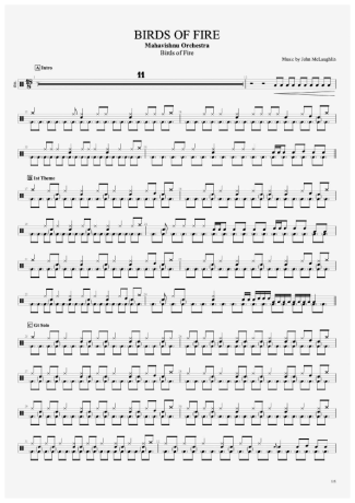 Birds of Fire - Mahavishnu Orchestra - Drum Sheet Music - AriaMus.com ...