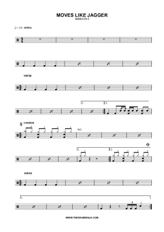 Moves Like Jagger - Maroon 5 - Drum Sheet Music - AriaMus.com ...
