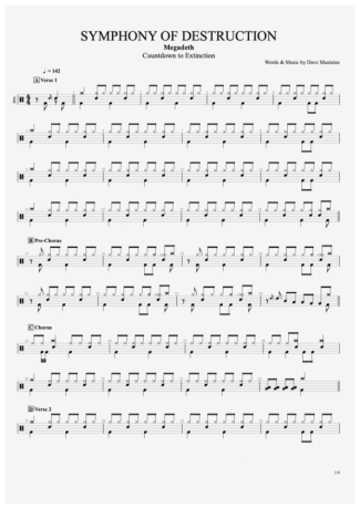 Symphony of Destruction - Megadeth - Drum Sheet Music - AriaMus.com ...