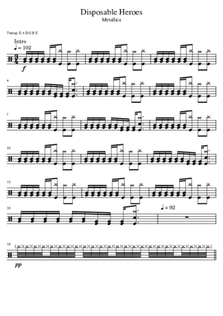 Disposable Heroes - Metallica - Drum Sheet Music - AriaMus.com – DrumSetSheetMusic