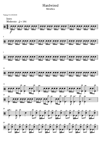 Hardwired - Metallica - Drum Sheet Music - AriaMus.com – DrumSetSheetMusic