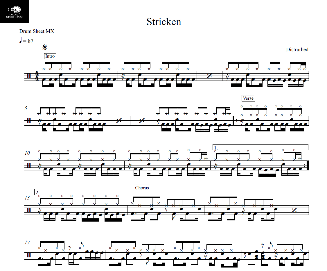 Stricken Disturbed Full quality Drum