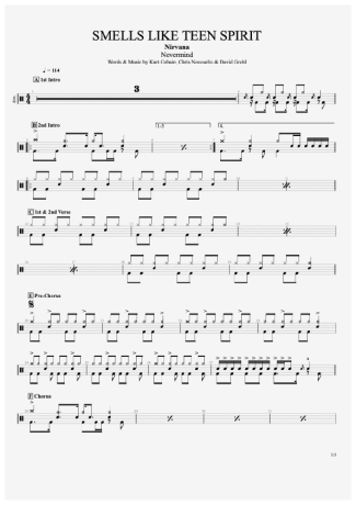 Smells Like Teen Spirit - Nirvana - Drum Sheet Music - AriaMus.com ...