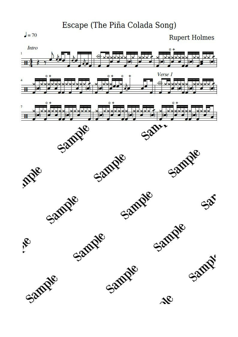 Escape (The Piña Colada Song) - Rupert Holmes - Drum Sheet Music ...