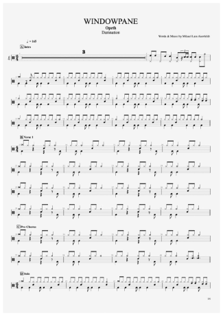 Windowpane - Opeth - Drum Sheet Music - AriaMus.com – DrumSetSheetMusic