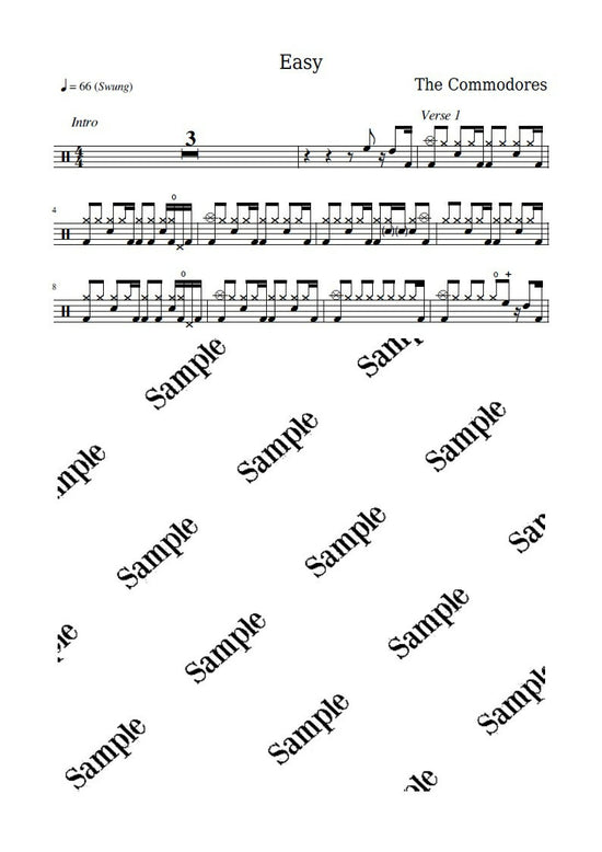 Easy - Commodores - Drum Sheet Music - KiwiDrums – DrumSetSheetMusic