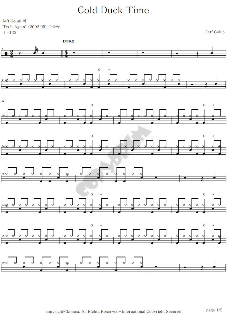 Cold Duck Time - Jeff Golub - Drum Sheet Music - COPYDRUM ...