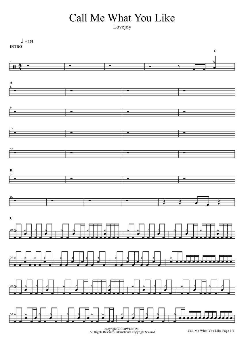 Call Me What You Like - Lovejoy - Drum Sheet Music - COPYDRUM ...