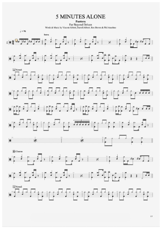 5 Minutes Alone - Pantera - Drum Sheet Music - AriaMus.com ...