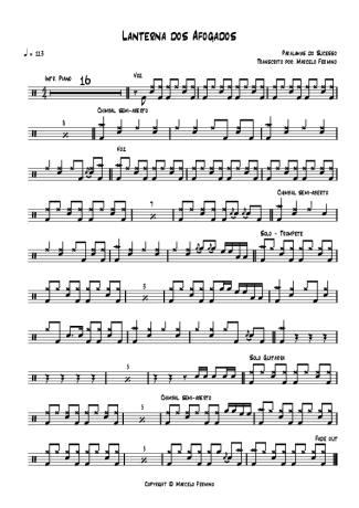 Lanterna dos Afogados - Os Paralamas do Sucesso - Drum Sheet Music ...