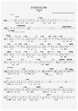 Even Flow - Pearl Jam - Drum Sheet Music - AriaMus.com – DrumSetSheetMusic