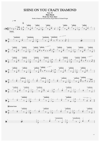 Shine on You Crazy Diamond (Part IX) - Pink Floyd - Drum Sheet Music ...