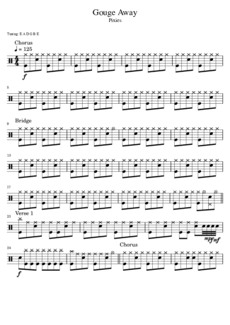 Gouge Away - Pixies - Drum Sheet Music - AriaMus.com – DrumSetSheetMusic