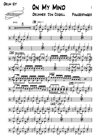 (Baby I've Got You) on My Mind - Powderfinger - Drum Sheet Music ...