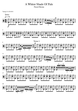 A Whiter Shade of Pale - Procol Harum - Drum Sheet Music - AriaMus.com ...