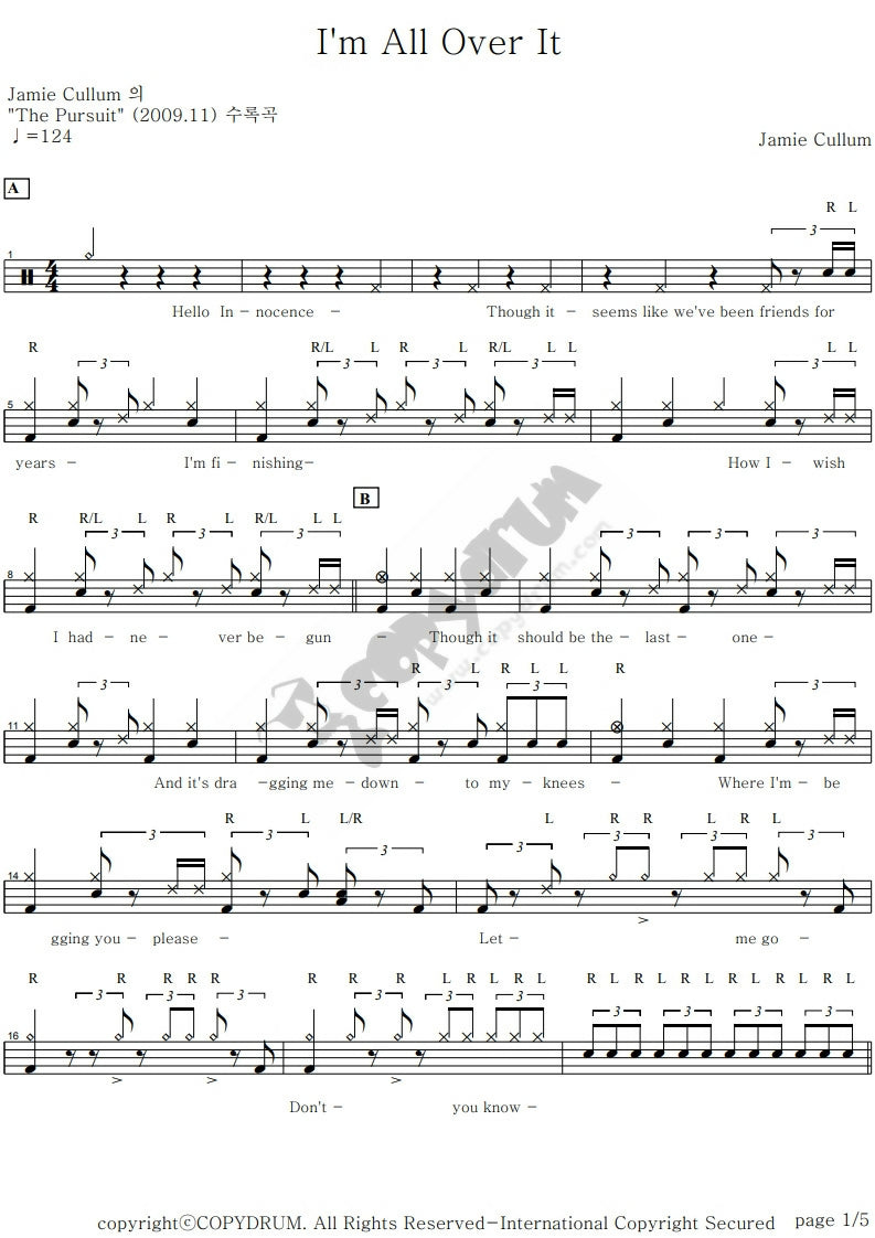 I'm All Over It - Jamie Cullum - Drum Sheet Music - COPYDRUM ...