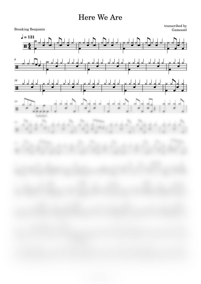 Here We Are - Breaking Benjamin - Drum Sheet Music - Gamessèl’s ...
