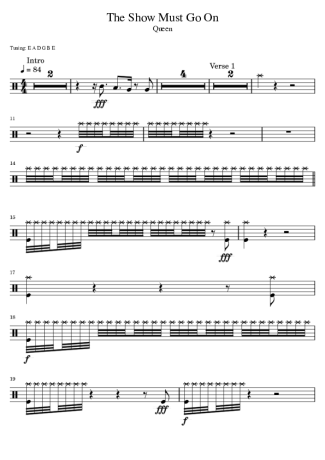 The Show Must Go On - Queen - Drum Sheet Music - AriaMus.com ...