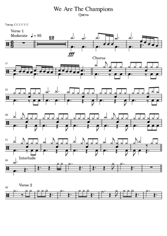 We Are the Champions - Queen - Drum Sheet Music - AriaMus.com ...