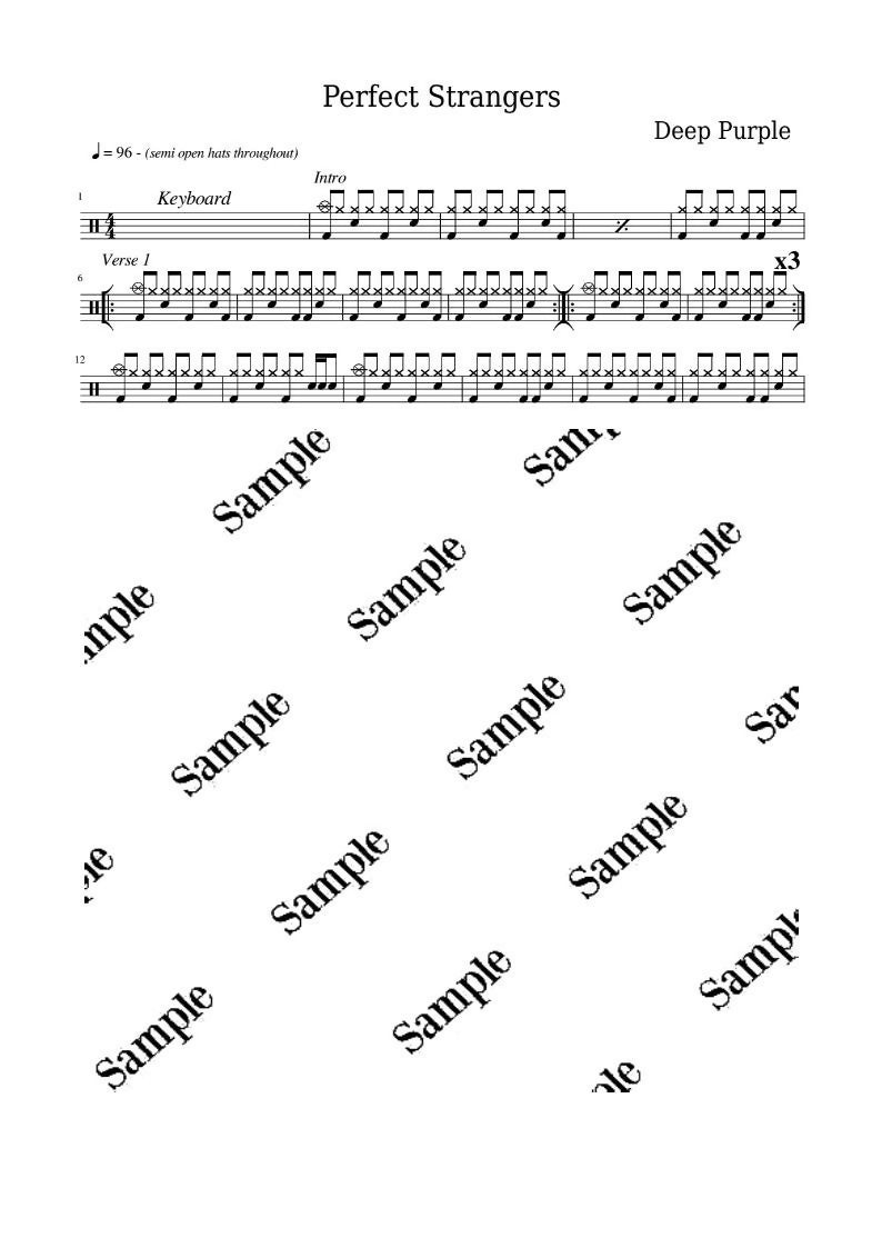 Perfect Strangers - Deep Purple - Drum Sheet Music - KiwiDrums ...