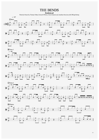 The Bends - Radiohead - Drum Sheet Music - AriaMus.com – DrumSetSheetMusic