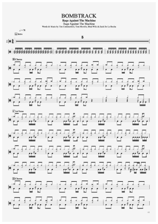 Bombtrack - Rage Against the Machine - Drum Sheet Music - AriaMus.com ...
