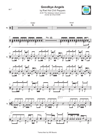 Goodbye Angels - Red Hot Chili Peppers - Drum Sheet Music - AriaMus.com ...
