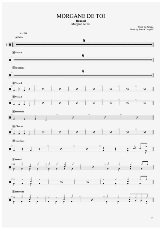 Morgane De Toi - Renaud - Drum Sheet Music - AriaMus.com ...