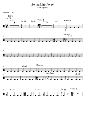 Swing Life Away - Rise Against - Drum Sheet Music - AriaMus.com ...