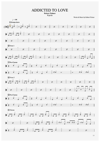 Addicted to Love - Robert Palmer - Drum Sheet Music - AriaMus.com ...