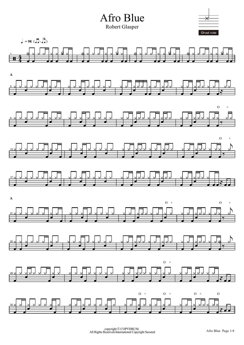 Afro Blue - Robert Glasper - Drum Sheet Music - COPYDRUM ...
